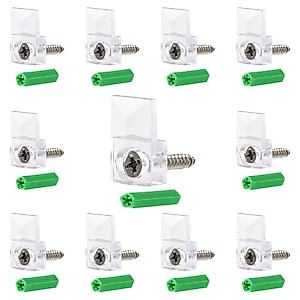 Qjaiune 20 Pack Mirror Holder Clips for Walls, Clear Retainer Clips Cabinet Glass Holder Clip, Wall Mirror Mount Kit Frameless Mirror Hanging Hardware for Vanity Mirror Window Screen (Classic Style)