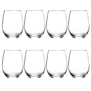Clear 20oz Stemless Wine Glass,Large Cup For Enhanced Aeration with Durable Chip Resistant Rim For White Wine,Beverage Cups For Red Wine,Sleek Modern Drinking Tumbler Drinking Glass 8pack