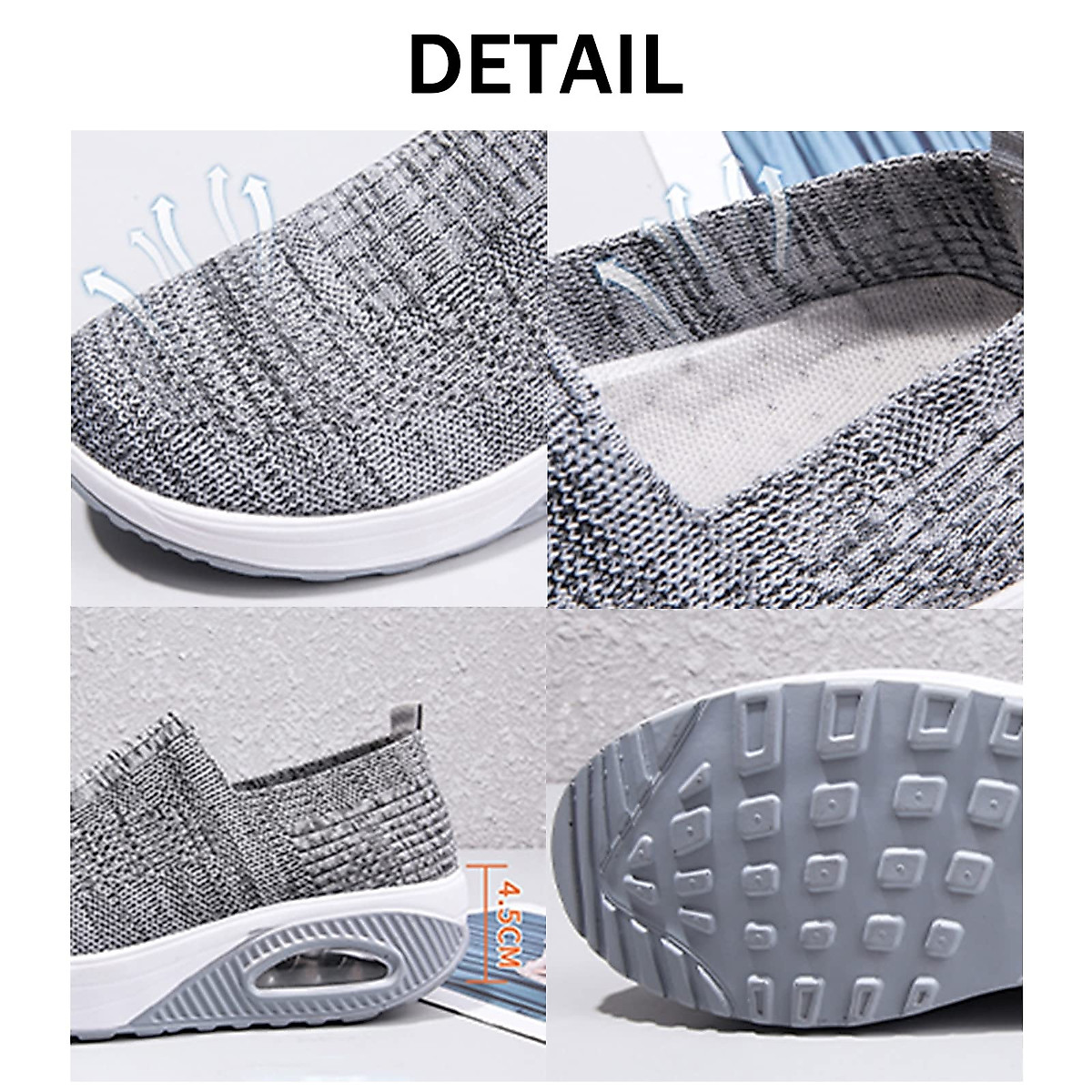 RZDYSQ Womens Orthopedic Sneakers, Slip-On Air Cushion Platform Mesh Walking Sneaker (Beige,US-9.5)