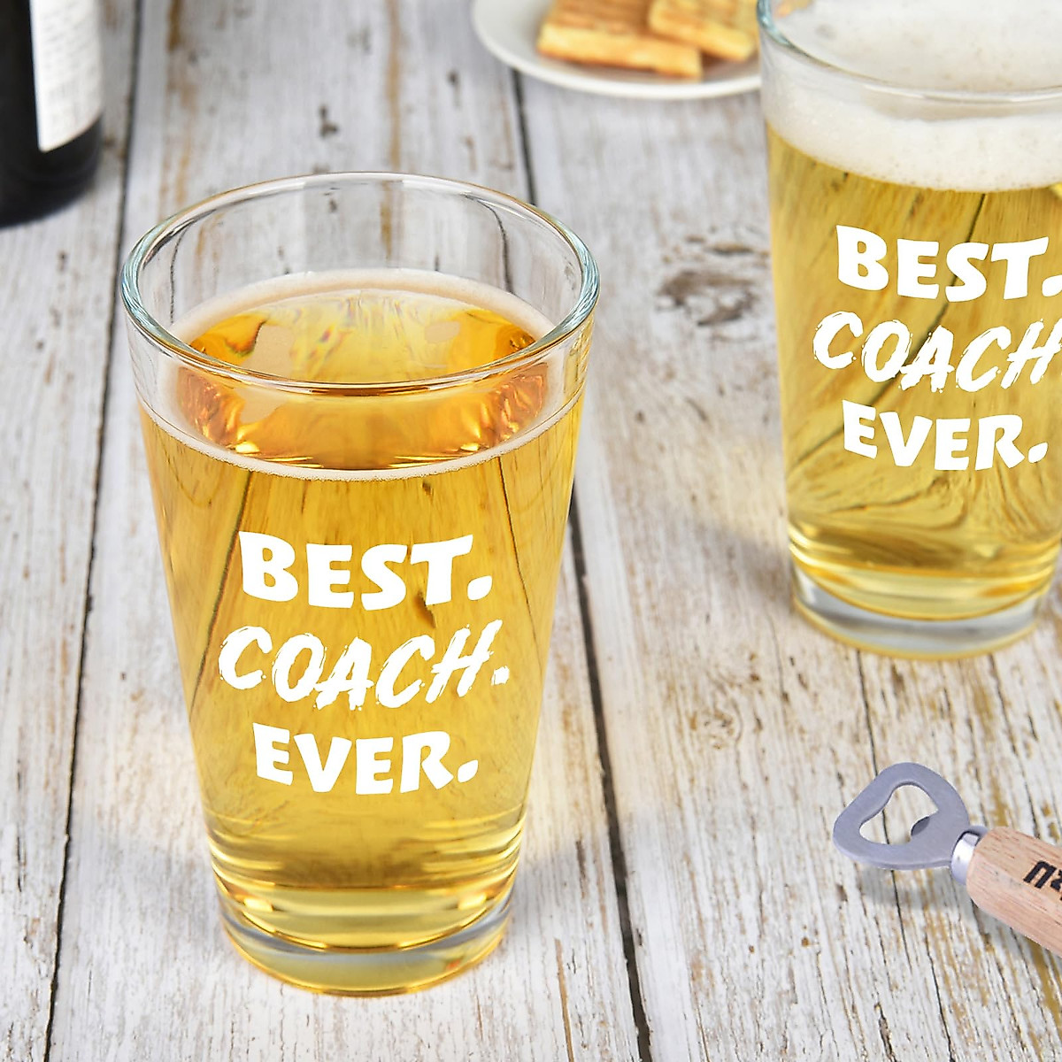 Futtumy Best Coach Ever, 15 Oz Beer Glasses, Coach Gifts for Men, Basketball Coach Gifts, Baseball Coach Gifts, Best Coach Gifts for Football Soccer Softball Volleyball, Beer Gifts for Coach