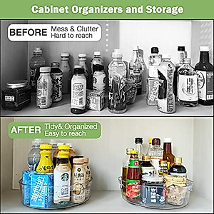 4 Pack Lazy Susan Organizer, 11.5 Inch Clear Lazy Susan Turntable Rack for Cabinet - Rotates 360 Degrees and 2 Handles Design, Pantry Organization and Storage, Kitchen Countertop, Fridge, Vanity