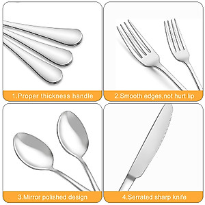 20 Pieces Silverware Flatware Set, Stainless Steel Cutlery Forks Spoons Service for 4 set, Elegant Utensil Tableware Sets for Eating, Zocy Serving for Kitchen and Hotel
