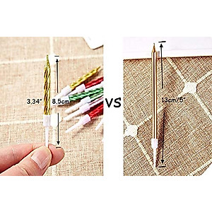 3.5" 5" Short Long Gold Candles for Birthday Cakes Topper Decor for Small Middle Large Birthday Party Cake for Women Child Men Girl (Candy Orange, Short Candle)