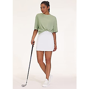 THE GYM PEOPLE Women's Oversized T Shirts Summer Casual Crewneck Short Sleeve Cotton Basic Tee Tops Light Green