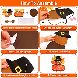 Fancy Land Turkey Craft Kits Make A Turkey Thanksgiving Crafts for Kids Door Hanging Ornament Party Favors Supplies 5 Set
