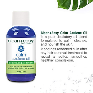 Clean + Easy Calm - Azulene Oil, Use To Soothe Sore Irritated Skin, Remove Wax Residue After Hair Removal - Post Waxing Care Solution For Sensitive Skin, 2 oz