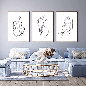 Minimalist Line Wall Art Woman Body Outline Wall Art Prints Women Figure Drawing Painting Body Line Art Wall Decor Female Wall Art Abstract Woman Silhouette Canvas Art Aesthetic 16x24x3 Inch Unframed