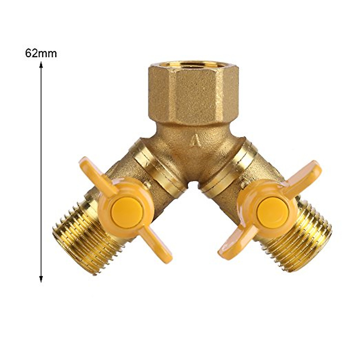 Yosoo 2 Way Brass Double Tap Adapter Garden Hose Connector Splitter G1/2 inch Outside Garden Irrigation Tap Adaptor and Hose Dual Faucet Connector