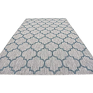 Unique Loom Outdoor Trellis Collection Area Rug (7' 1" x 10' Rectangle, Gray/ Ivory)