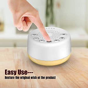 Easysleep Sound White Noise Machine with 25 Soothing Sounds and Night Lights with Memory Function 32 Levels of Volume and 5 Sleep Timer Powered by AC or USB for Sleeping Relaxation (White)