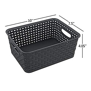 Xowine 6-Pack Plastic Storage Basket, 10" x 7.5" x 4.05", Gray