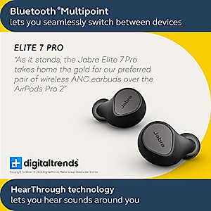 Jabra Elite 7 Pro in Ear Bluetooth Earbuds - Adjustable Active Noise Cancellation True Wireless Buds in a Compact Design MultiSensor Voice Technology for Clear Calls - Titanium Black