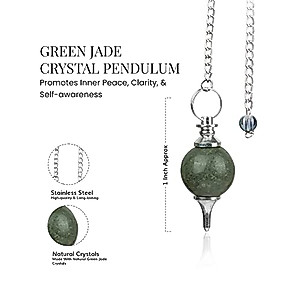 Green Jade - Dowsing Pendulum - Crystal Pendulums - Divination Tools - Healing Crystals - Celtic Pendulum - Scrying Crystal - Reiki Supplies - Crystal Gift