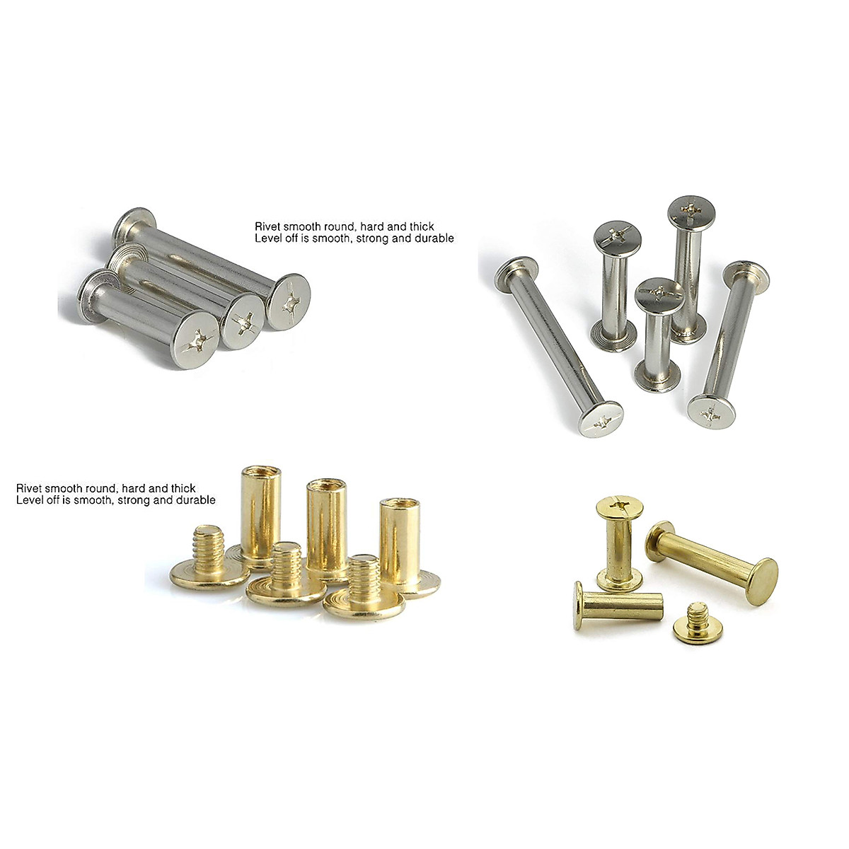 LBY 110pcs Chicago Screws Binding Screw Posts,M5 x 20/25/30/40/50/60mm Binding Barrels and Screws Assortment Kit, for Leather Saddles Purses Belt Repair,Nickel-Plated