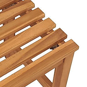 Tidyard Wooden Garden Bench Teak Wood Patio Porch Chair Backless Outdoor Bench for Backyard, Balcony, Park, Lawn Furniture 44.9 x 15.7 x 17.7 Inches (W x D x H)