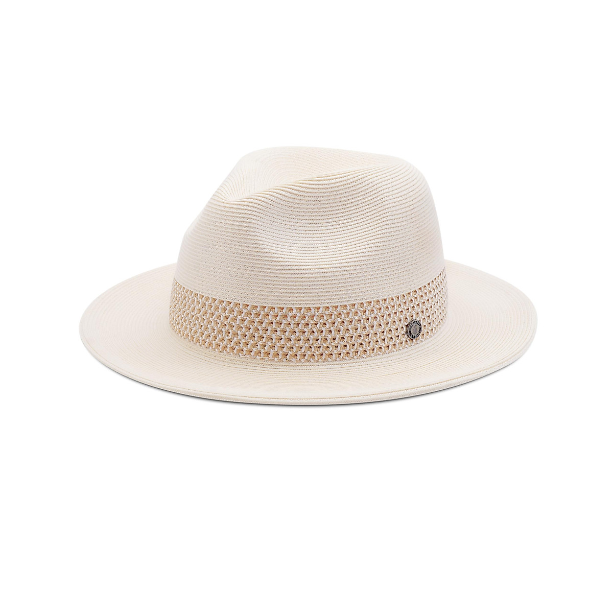 Pineapple&Star Sun Straw Fedora Beach Hat Fine Braid UPF50+ for Unisex (Medium, Off-White Amiens)