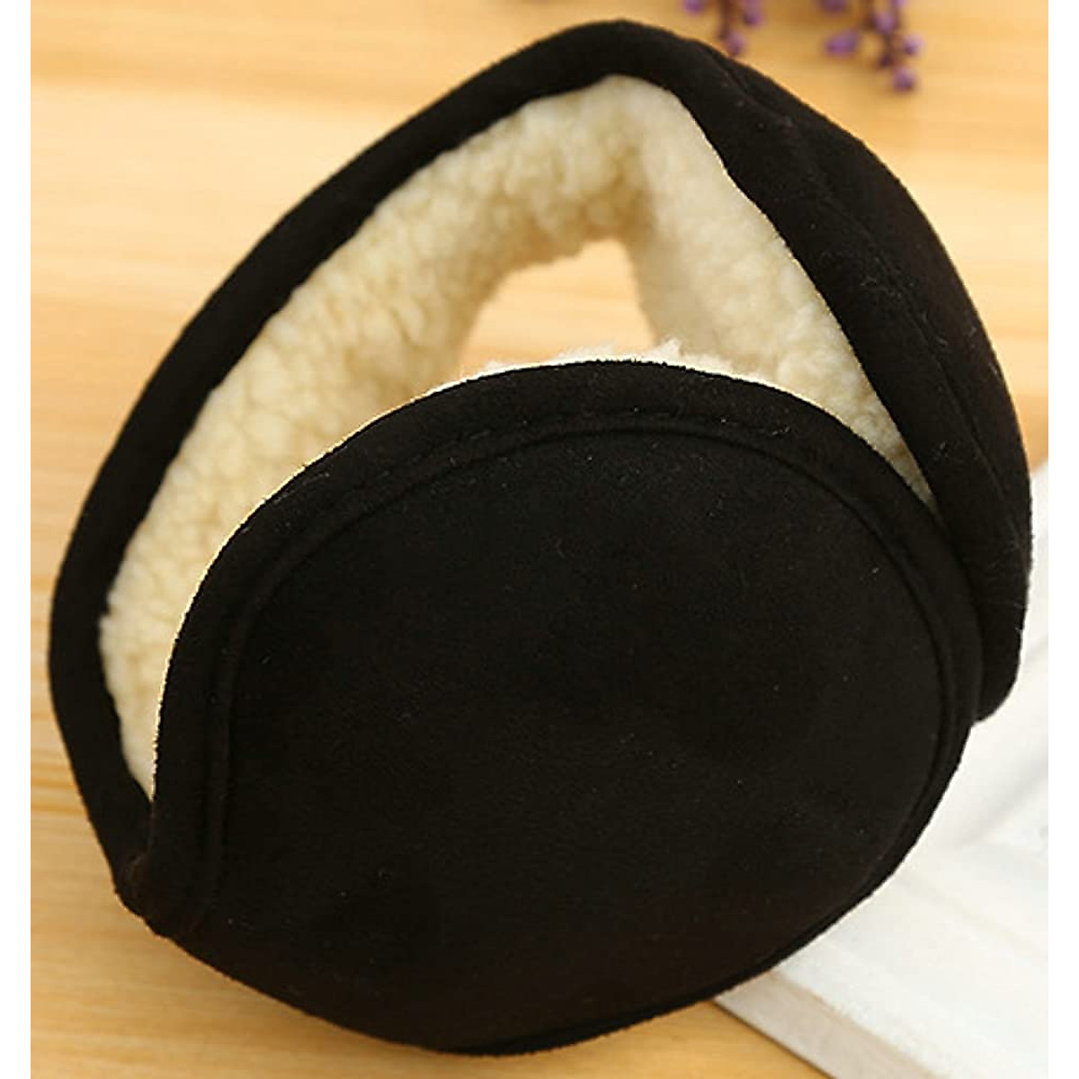 Caistre Winter Warm Outdoor Earmuffs, Foldable Ear Warmers Knit Furry Fleece Ear Muffs for Women Men