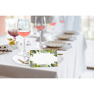 Place Cards for Jungle Tropical Theme Party, Editable Name Place Cards, Seating Place Cards for Tables, Tent Style Cards for Baby & Bride Shower, Easy Folding, Pack of 25 Escort Cards(B15)