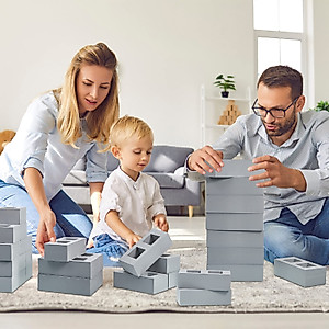 Zhanmai 50 Pack Foam Brick Building Blocks for Kids Thick Foam Cinder Blocks Large Fake Bricks Foam Toy Construction Blocks for Stacking and Construction 8 x 4 x 2.4 (Square)