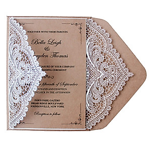 Laser Cut Wedding Invitations Sample by Picky Bride Invitation Cards Templates 126 x 185mm Customized Invite Cards with RSVP Cards