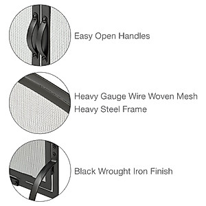 UniFlame, S-1064, Large Single Panel Black Wrought Iron Fireplace Screen with Doors