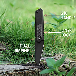 CIVIVI Ki-V Plus Front Flipper Pocket Knife, 2.52-in Nitro-V Blade Reverse Tanto Small Folding Knife, Twill Carbon Fiber Overlay On G10 Handle Utility Knife with Deep Carry Pocket Clip for Camping Hiking Hunting,6.10 inch / 155mm
