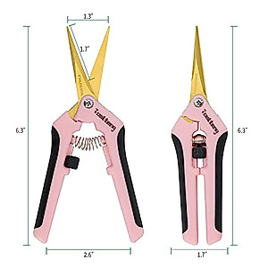 TOOLTENG 12 Packs Pruning Shears with Curved Blades, Garden Trimming Scissors, Gardening Hand Pruning Snips Titanium Coated Precision Bonsai Pruning Shears, Efficient Flower Cutters (Pink)