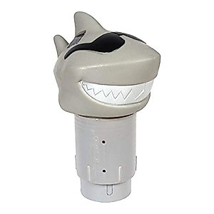 GAME 12902-BB Solar Light-Up Shark Pool 3-inch Tablet Chlorine Dispenser LED Light Sensor, Grey, 6.54” x 9.25” x 12.48