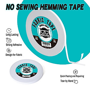 Breliter Double-Sided Sticky Fabric Tape - Adhesive Cloth Tape Press-on Tape, No Sewing or Ironing, Gluing, Alterations and Hemming Tape - 1/4inch Wide 165FT Long