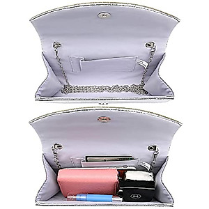 Dasein Womens Clutch Purses Rhinestone Evening Bags Formal Wedding Party Purse Prom Handbags (Silver)