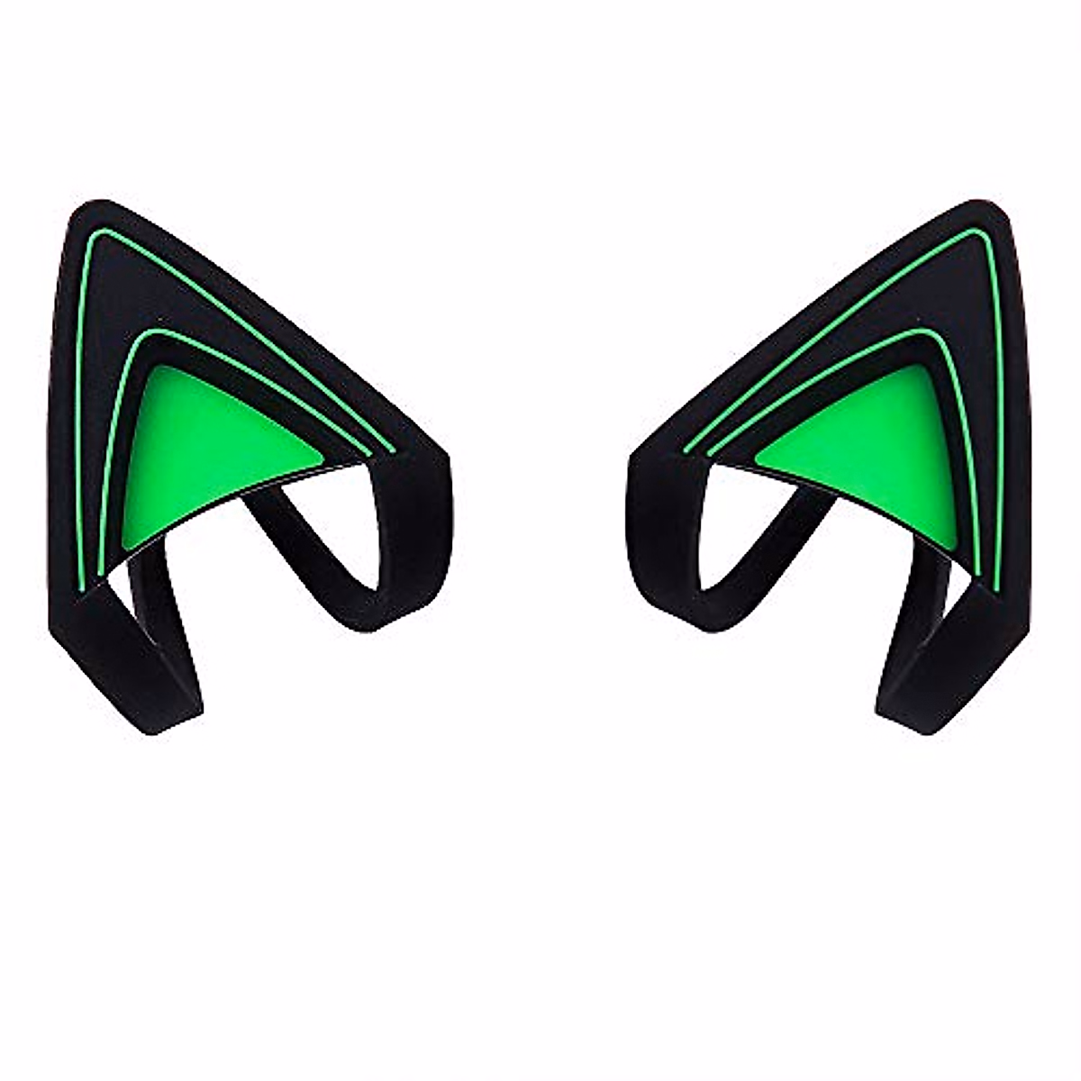 HUYUN Silicone Cat Kitty Ears Lovely Attachable Accessory Compatible for Razer Kraken 2019, Kraken TE Headsets (Green)