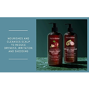 New York Biology Apple Cider Vinegar Shampoo and Coconut Avocado Oil Conditioner Set - Helps Restore Shine, Hair Gloss and Hydration for Dry Hair & Itchy Scalp - Clarifying & Nourishing - 16.9 Fl Oz