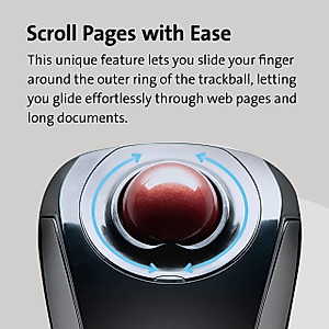 Kensington Orbit Wireless Trackball Mouse with Touch Scroll Ring (K72352US),Black