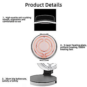 EKLART Electric Nonstick Pizza Maker,Pizza Oven 12-inch / 30cm, Double-Sided Nonstick Heating Plate, Perfect for Pizzas/Pancake/Nachos/Fajitas/Omelettes,White