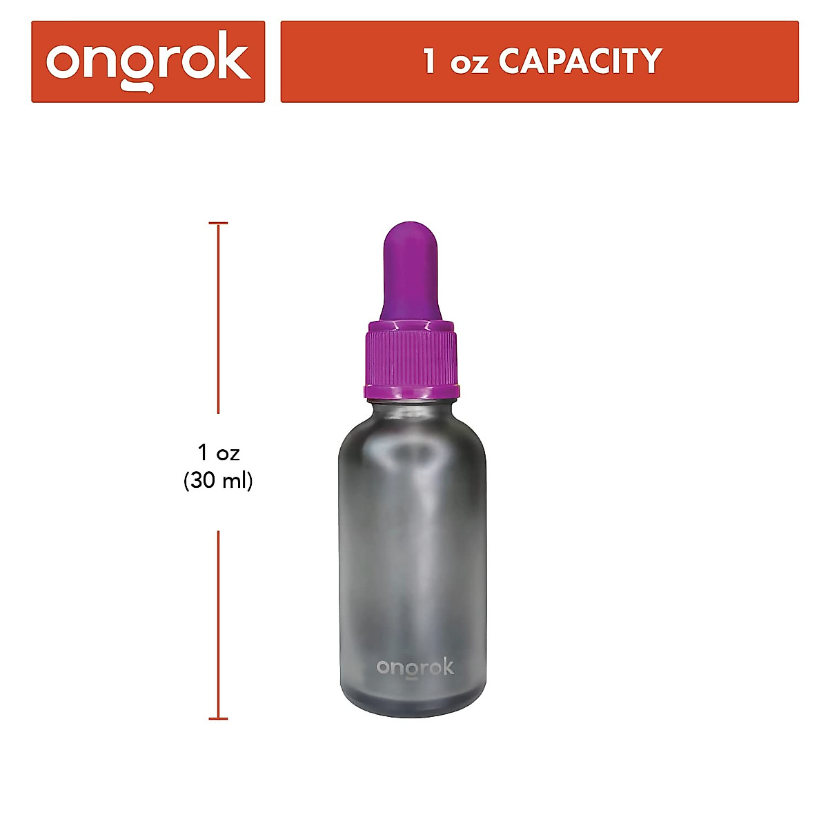 ONGROK Glass Dropper Bottles (1oz/30ml), 6 Pack, Color Coded Tincture Bottles with Dropper, UV Resistant, Frosted Grey Glass Vials with Pipette Dropper, Funnel Included