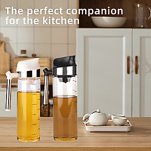 IZEJAZT Glass Oil Jug Set (15oz, 18oz, 21oz),Olive Oil Dispenser Bottle, Easy To Oil And Vinegar Dispenser Set, Cooking Oil Bottle For Kitchen Easy To Use For Outdoor BBQ Dispenser (WHITE)