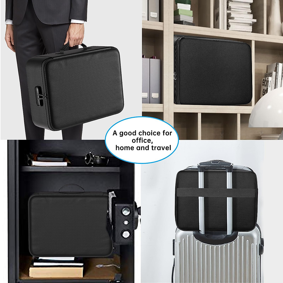 ENGPOW File Organizer Bags,Fireproof Document Bag with Money Bag,Home Office Travel Safe Bag with Lock,Multi-Layer Portable Filing Storage for Important File Passport Certificates Legal Documents