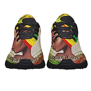Black Queen African Shoes for Men Women Running Sneakers Breathable Casual Sport Tennis Shoes Gift for Him Her Black Size 5