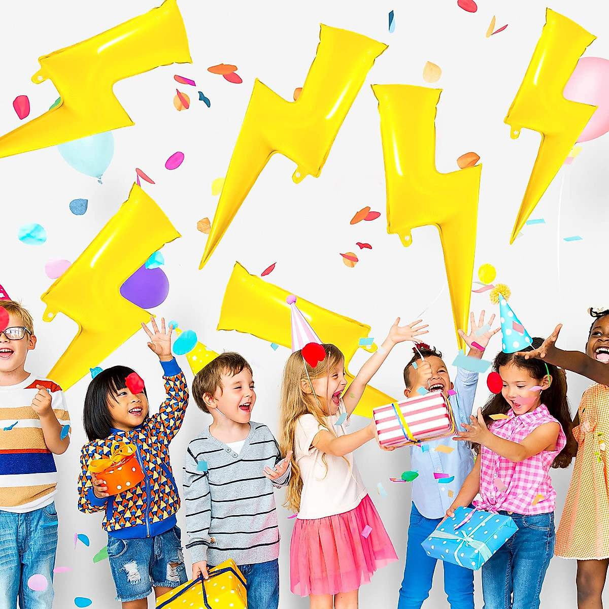 8 Pieces 36 Inch Yellow Lightning Bolt Balloons Large Flash Foil Party Balloons Foil Balloons for Birthday Party, Wedding, Baby Shower Decorations