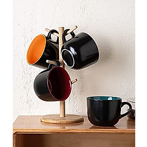 AmorArc 24 oz Soup Mugs with Handles, Jumbo Ceramic Bowls Mugs Set with handles for Coffee Cereal Cappuccino Snacks, Microwave&Dishwasher safe Soup Cups for Meal-Multicolor