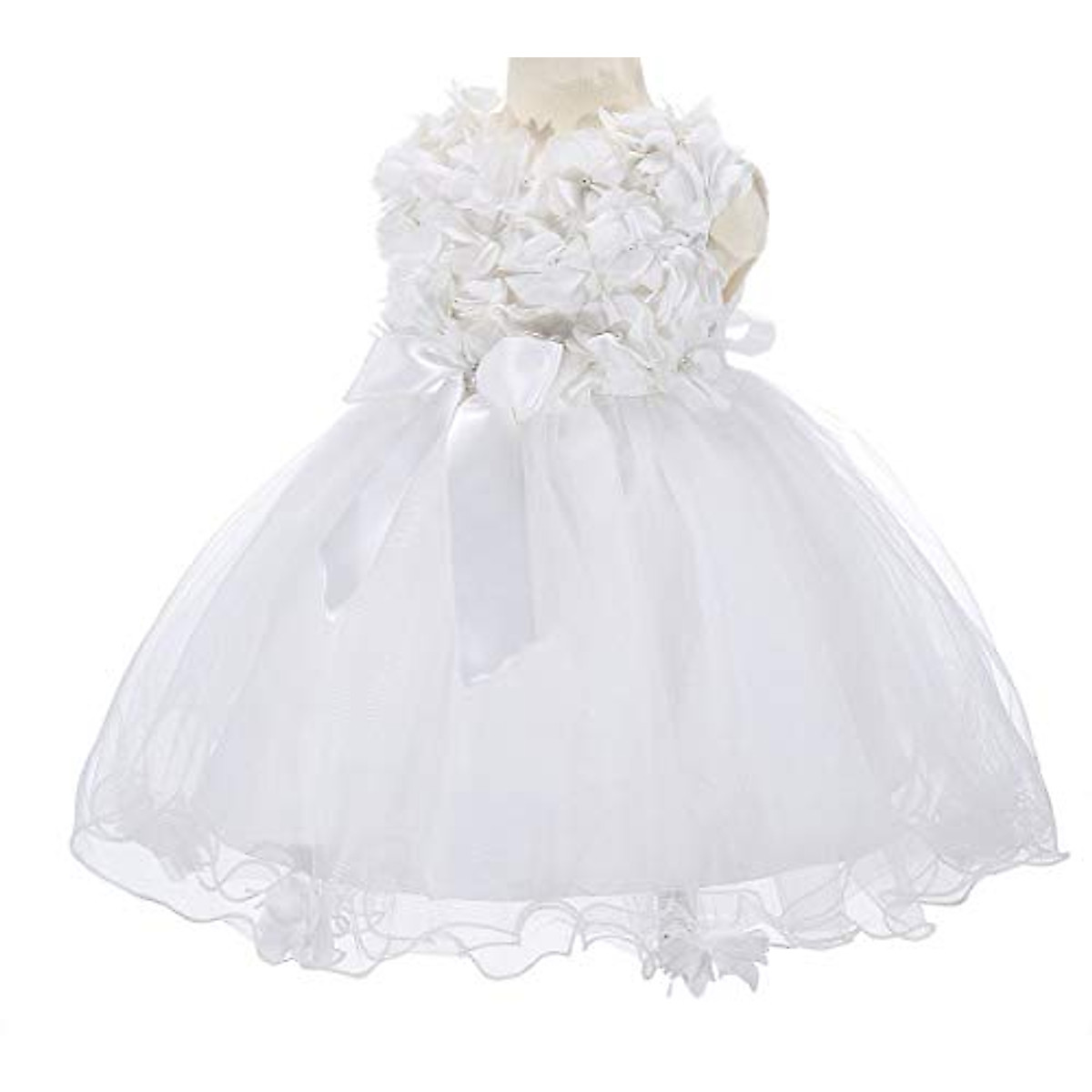 Bow Dream Baby Flower Girl Dress with Shoes Applique Birthday Princess Party White 0-3 Months
