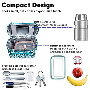 J World Corey Kids Lunch Bag. Insulated Lunch-Box for Girls, Women, Mint Leopard