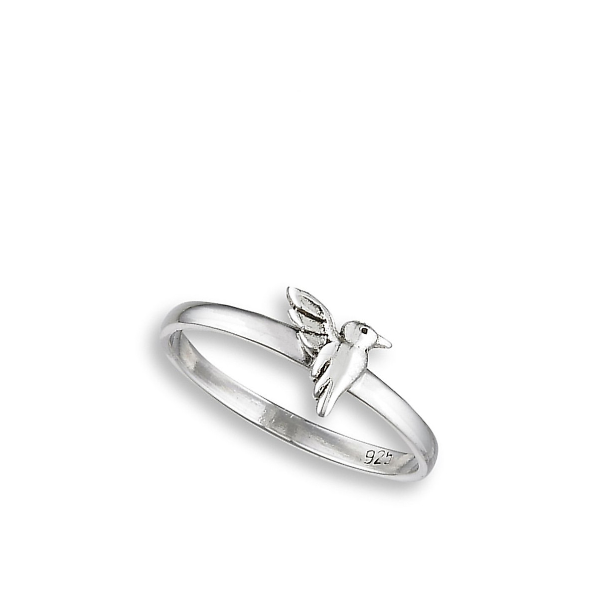 High Polish Hummingbird Cute Bird Ring New .925 Sterling Silver Band Size 8