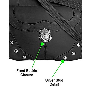 Roma Leathers Concealment Purse - Premium Cowhide Leather - Black - Studded - Dual Gun Entry - Adjustable Shoulder Strap - Designed in USA - 30 Day Manufacture Guarantee