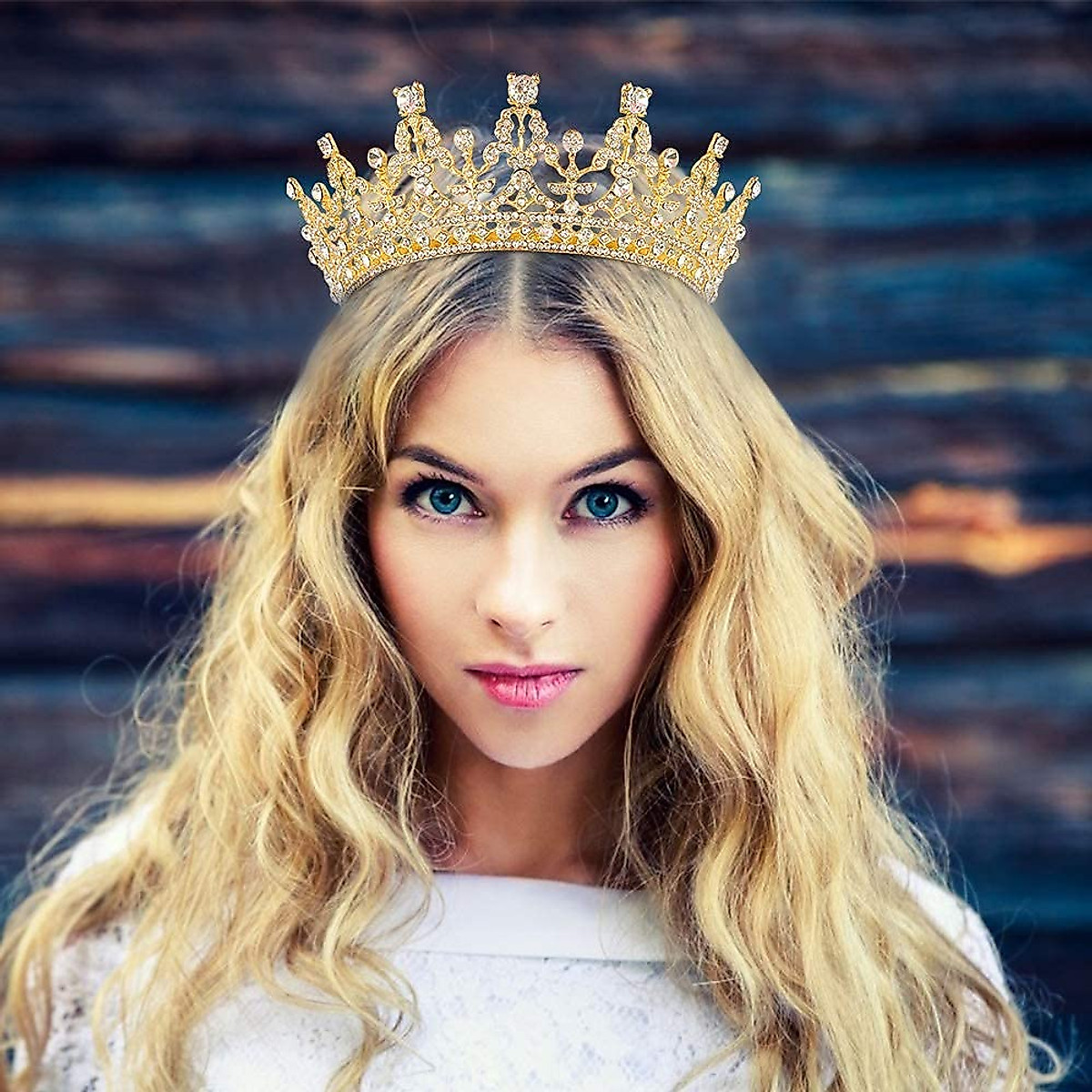 Didder Queen Crown for Womens Gold Princess Elegant Crystal Tiara with Clear Rhinestone Women's Headbands for Halloween Birthday Girls Prom Halloween Bridal Party