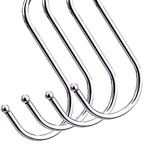 Hamosky 20PCS 4.73in Extra Large S Shaped Stainless Steel Hanging HooksSet - Ideal for Pots, Pans, Spoons & Other Kitchen Essentials - Perfect for Clothing (XXL-12CM) (Sliver)