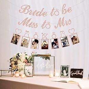 Veewon Bride to Be Banner Miss to Mrs Photo Banner Garland for Engagement Bridal Shower Party Decorations (RoseGold)