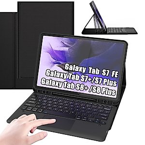 DOMEUN Galaxy Tab S7 FE/S7 Plus/S8 Plus Case with Keyboard 12.4 inch - Smart Detachable Wireless Touchpad Keyboard Cases with S Pen Holder for Samsung Galaxy Tab S8+ 2022/S7 FE 2021/S7+ 2020
