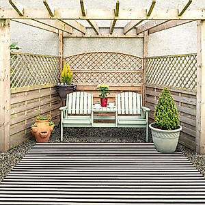 Collive Black and White Outdoor Rug,5x8ft Striped Outdoor Rug,Reversible Washable Patio Rugs,Cotton Hand Woven Indoor Area Rug Floor Carpet for Outdoor/Indoor