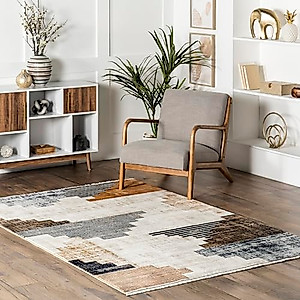 nuLOOM Fringed Performance Indoor Area Rug, Power Loomed, Easy Clean, Durable, Non-Shed, 8' x 10', Vanita Beige